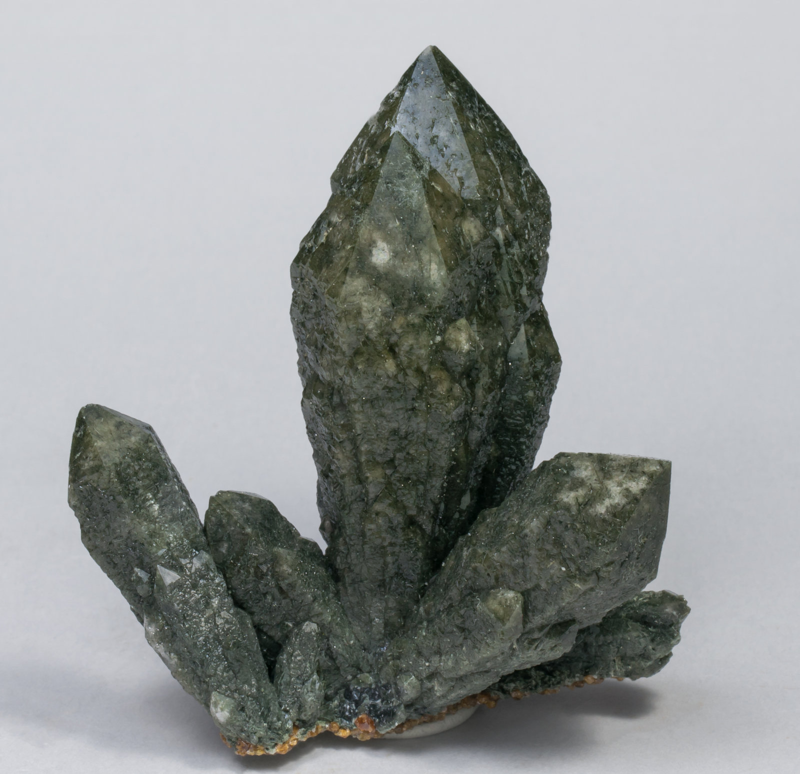 Quartz (variety prase) with Andradite - Sinerechenskoe, Primorsky Krai ...