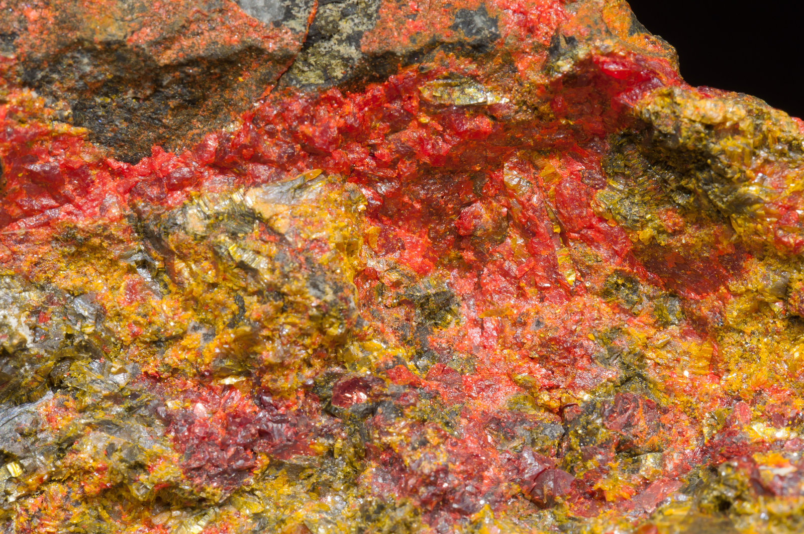 Getchellite with Realgar and Orpiment - Getchell Mine, Adam Peak ...