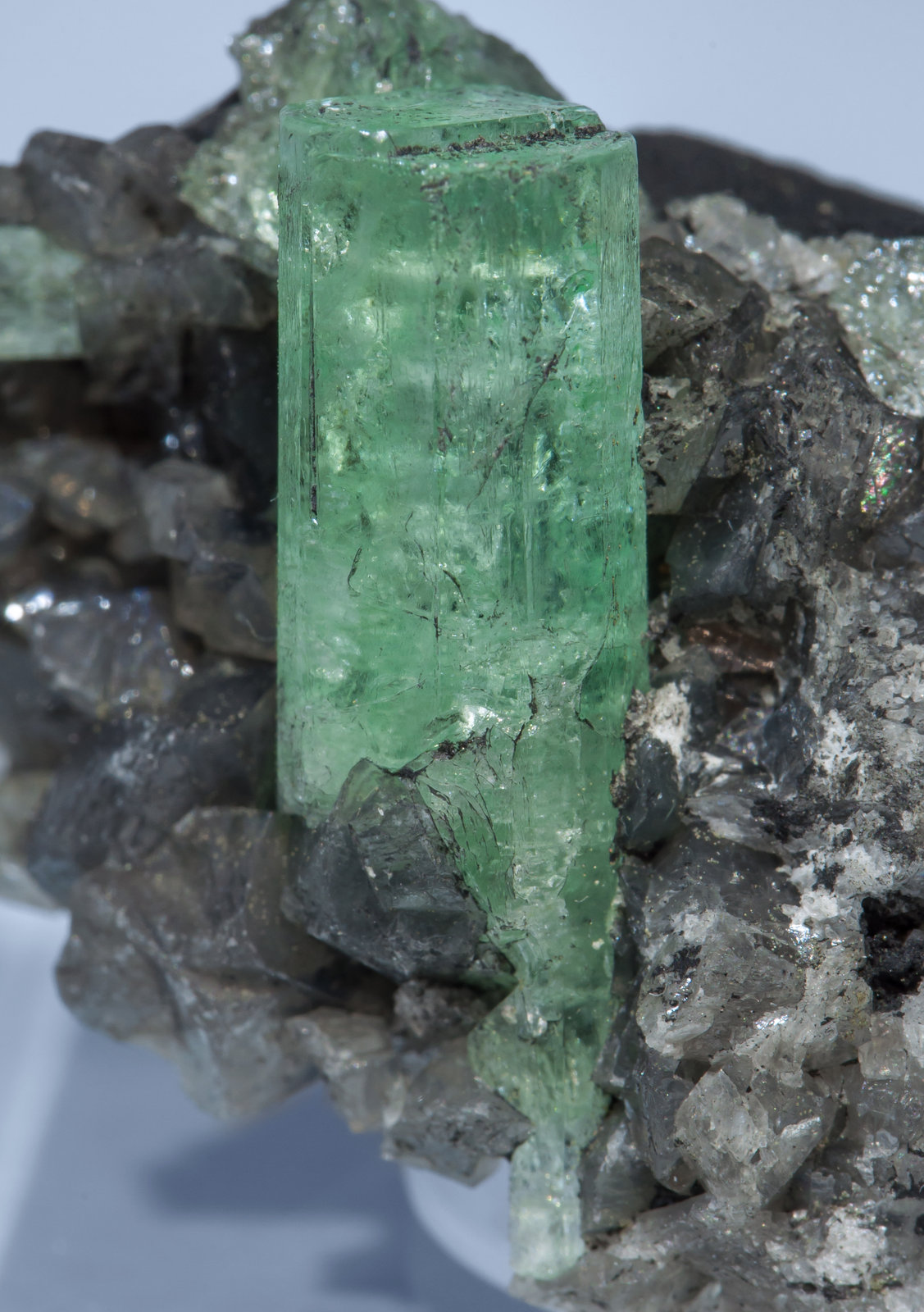 Beryl (variety emerald) with Calcite - Muzo mining district, Western ...