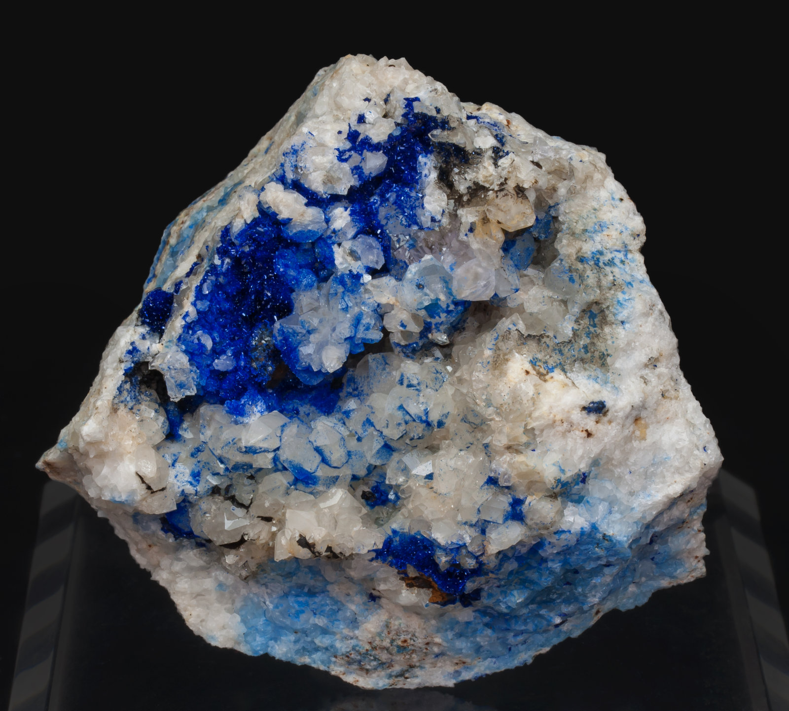 Azurite on Quartz - Llamas Quarry, Obdulia vein, Caravia mining area ...