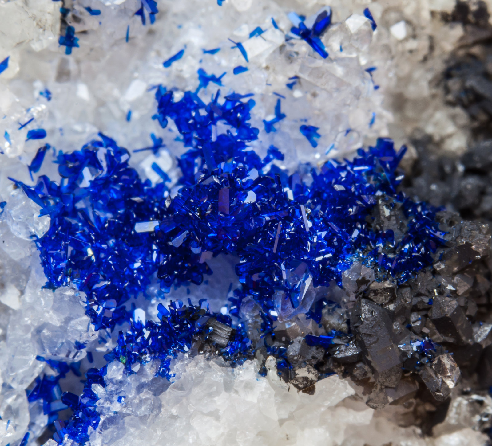 Azurite with Quartz - Llamas Quarry, Obdulia vein, Caravia mining area ...