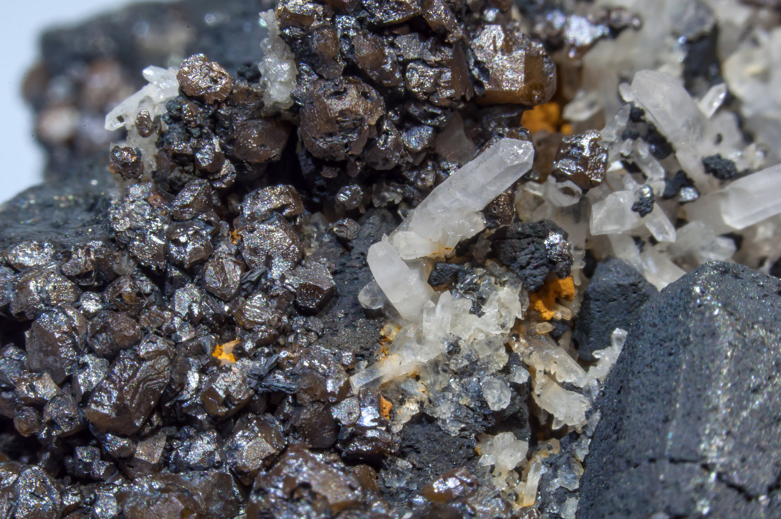 Tennantite with Wulfenite and Quartz - Tsumeb Mine, Tsumeb, Otjikoto ...