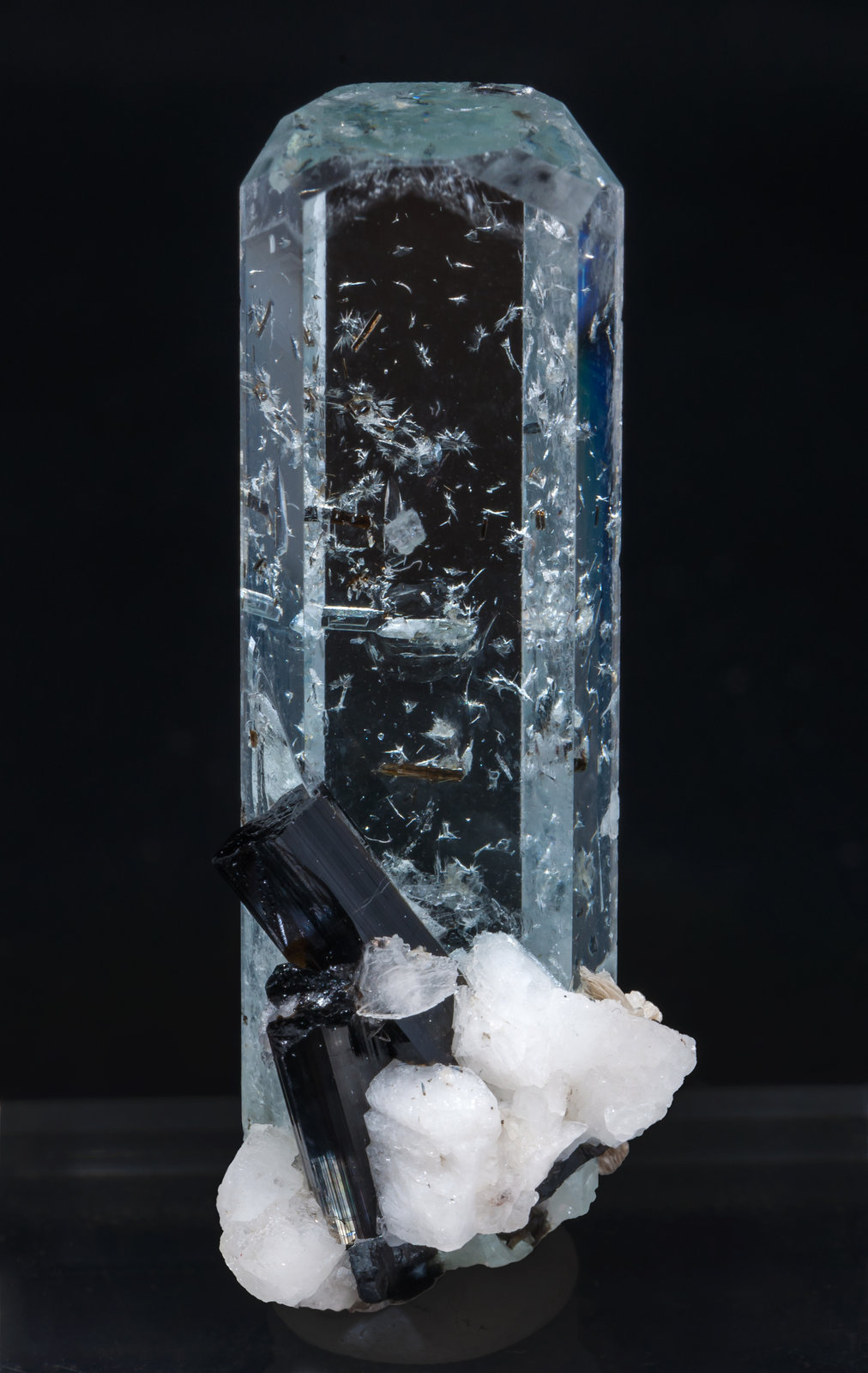 Beryl (variety aquamarine) with inclusions, Schorl and Albite - Gilgit ...
