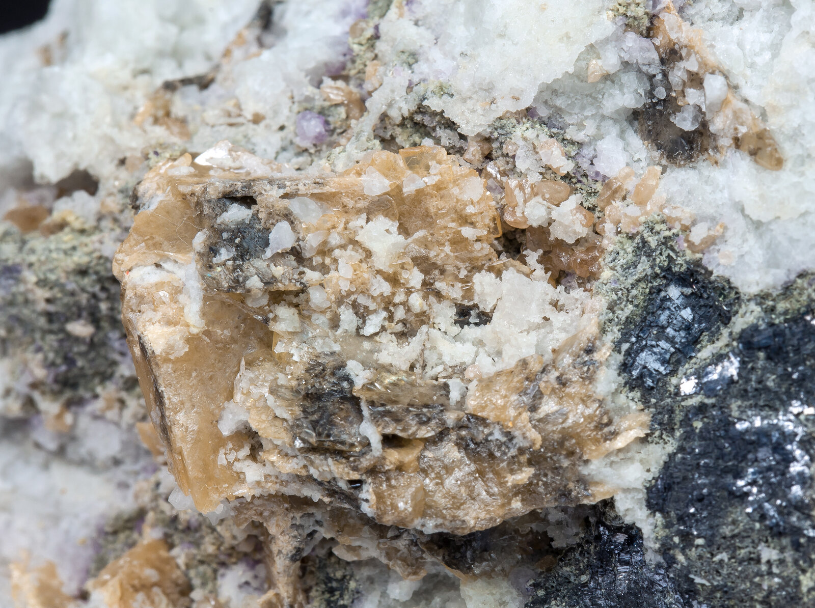 Wulfenite (variety chillagite) with Baryte, Cerussite and Galena ...