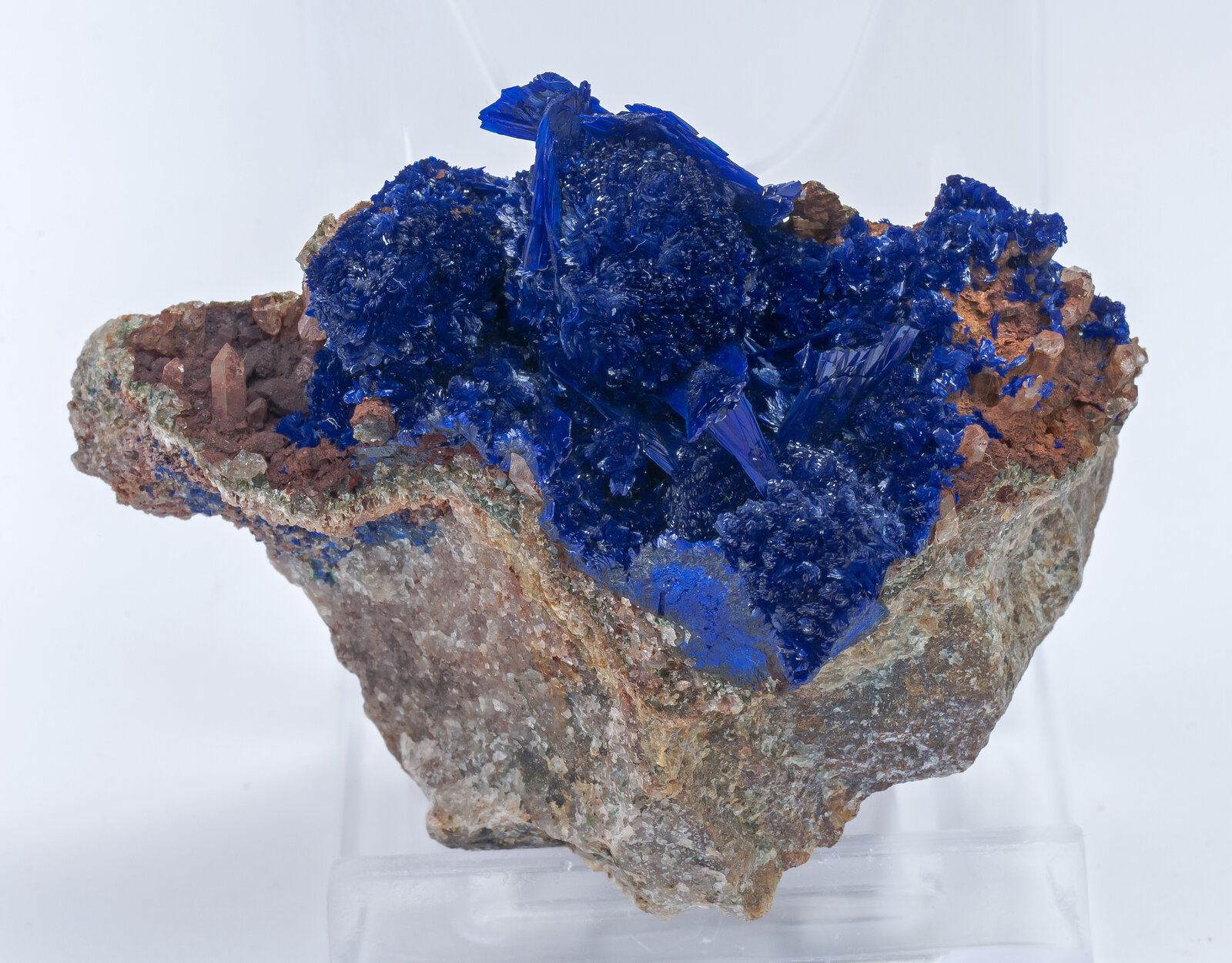 Azurite with Quartz - Tazalarht mining area, Taroudant Province, Souss ...