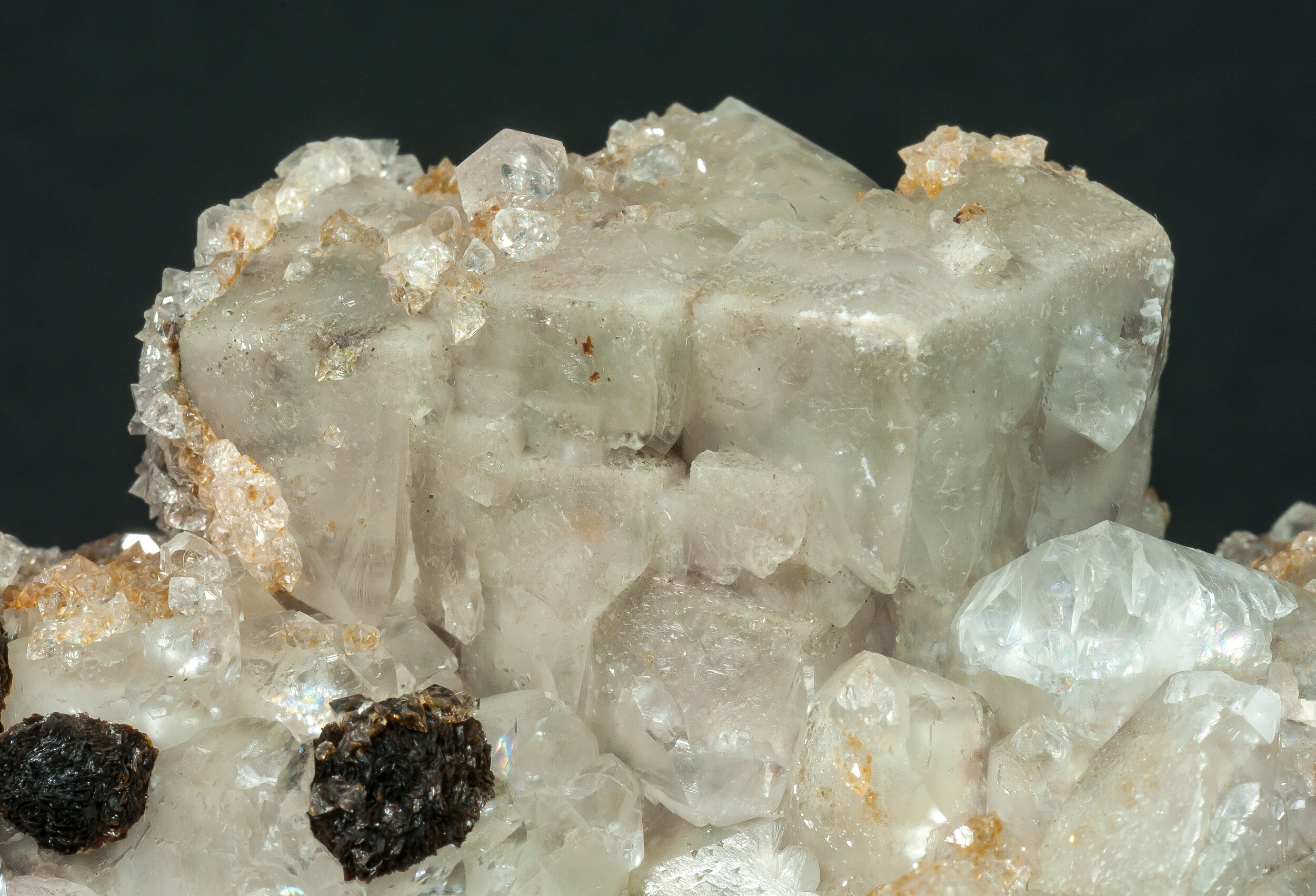 Hubeite with Calcite - Fengjiashan Mine, Edong, Daye, Huangshi ...