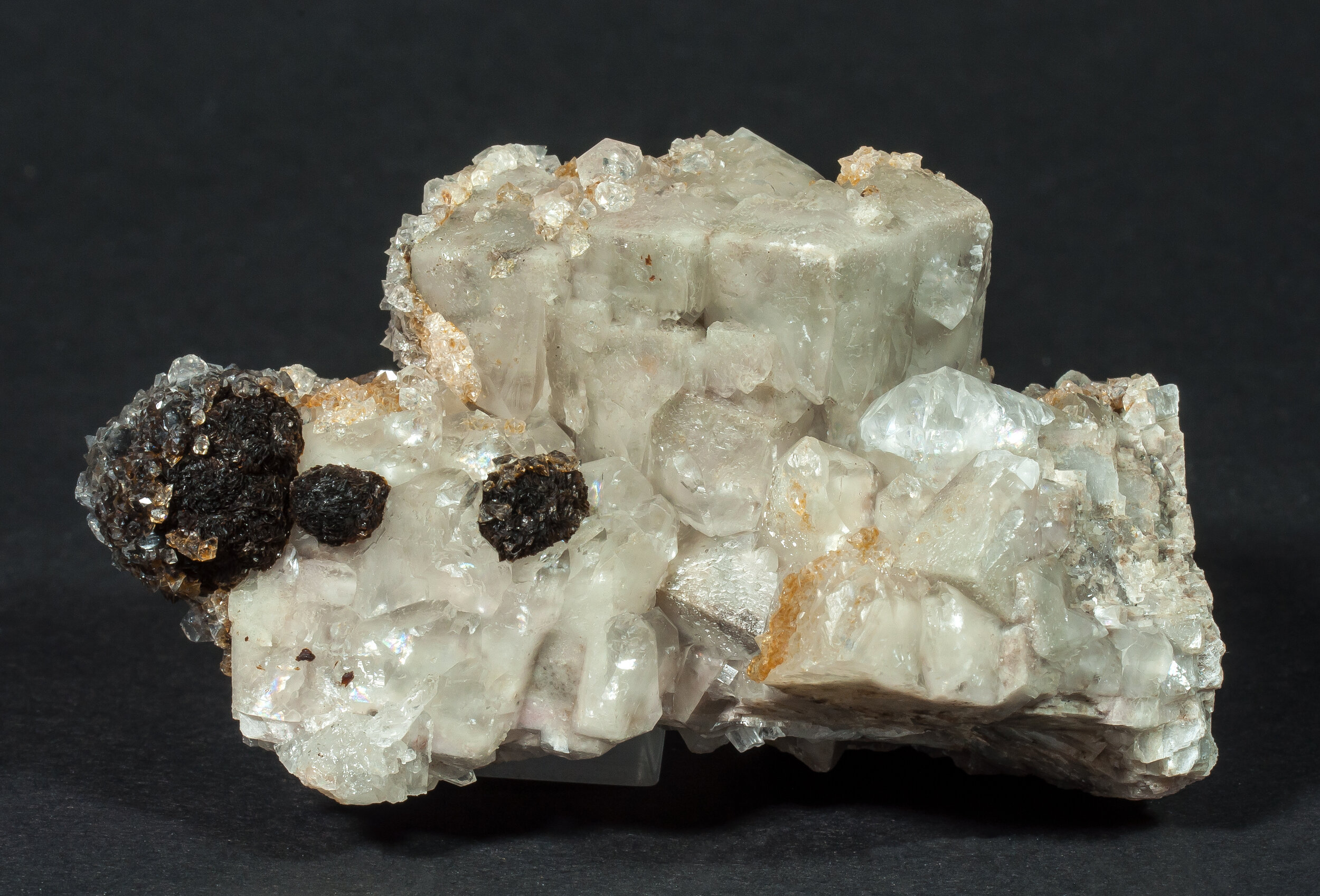 Hubeite with Calcite - Fengjiashan Mine, Edong, Daye, Huangshi ...