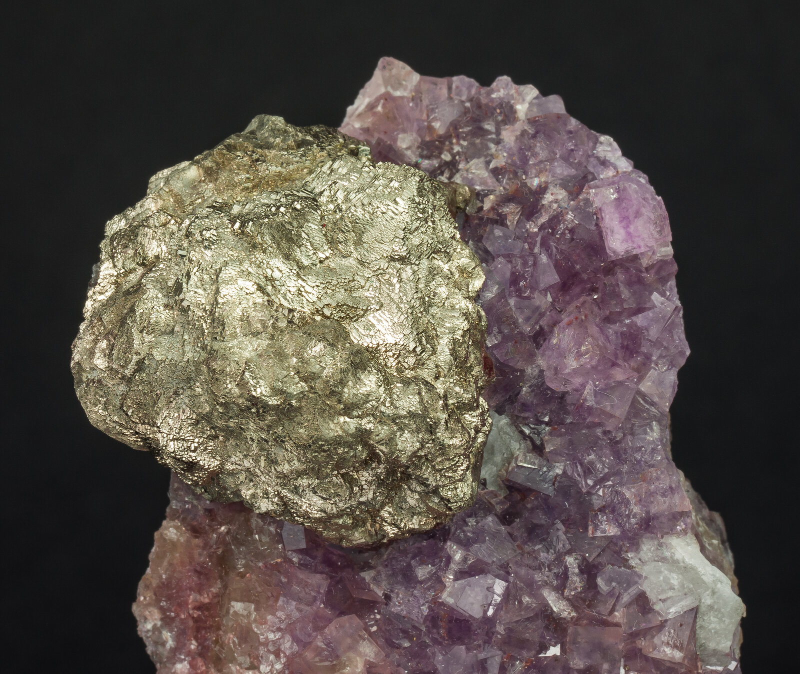 Pyrite on Fluorite - Villabona Mines, Barrio de la Estación, Villabona ...