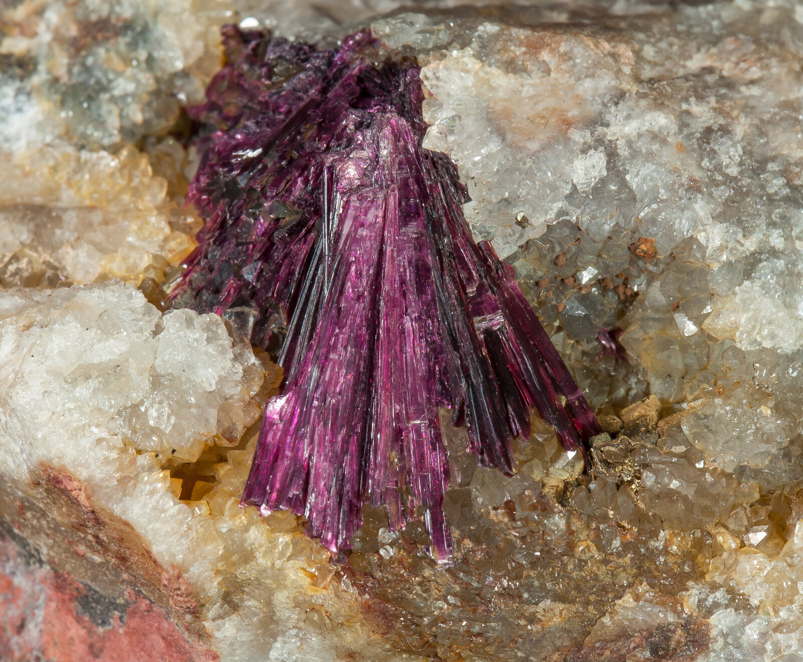 Erythrite with Quartz - Schneeberg District, Erzgebirgskreis, Saxony ...