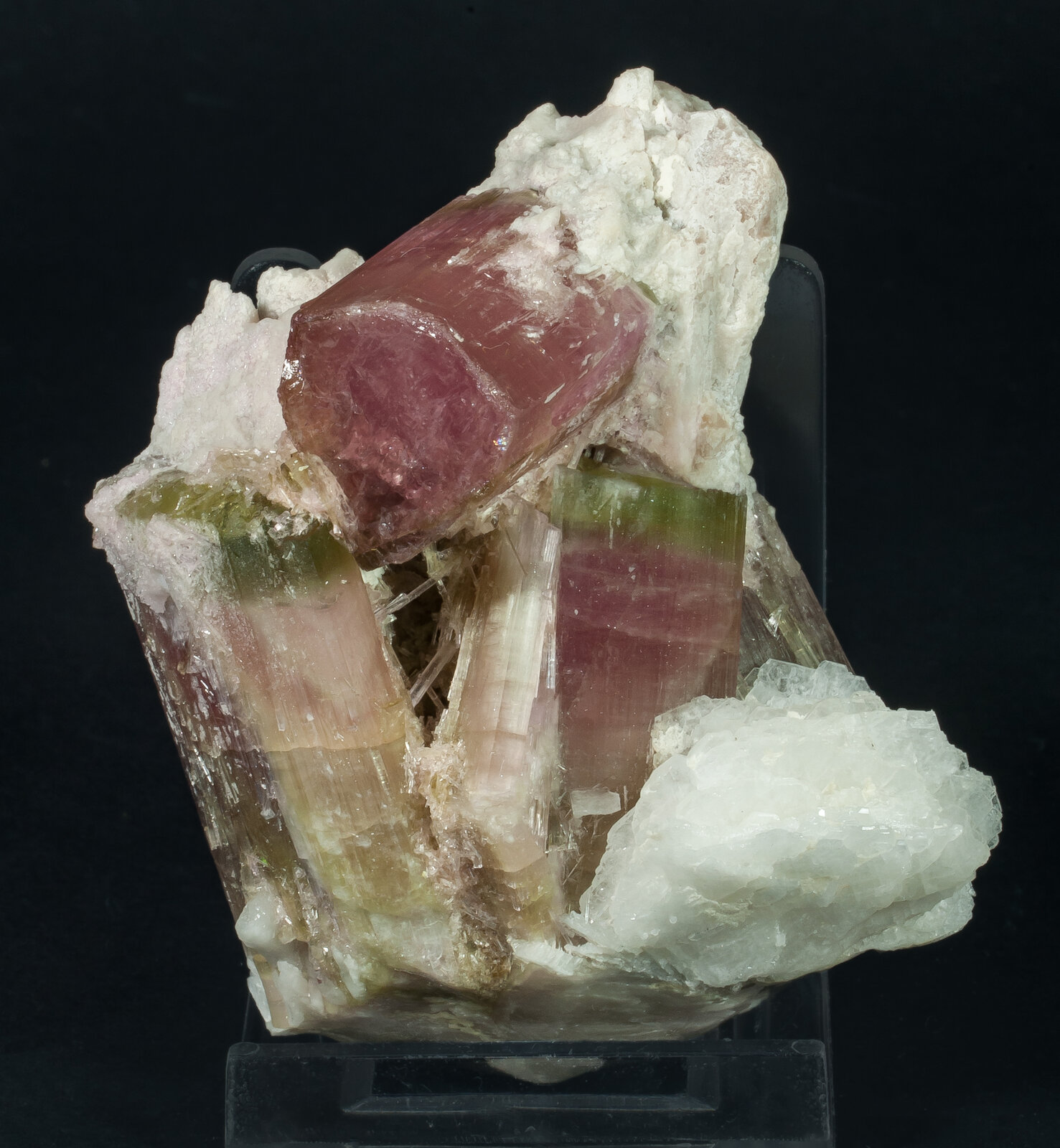 Elbaite with Albite (variety cleavelandite) - Pala, Pala District, San ...