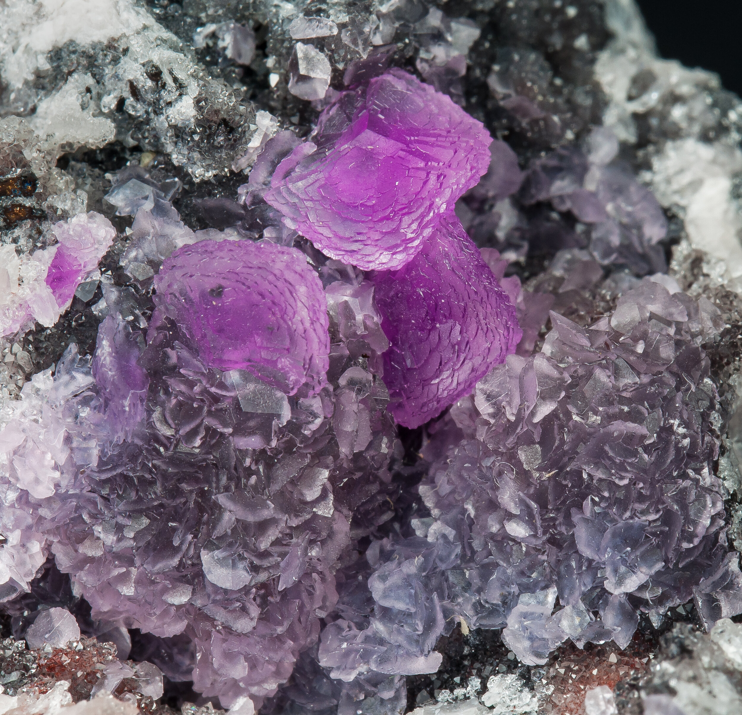 Calcite (variety Co-bearing calcite), Quartz - Agoudal Mines, Tansifite ...