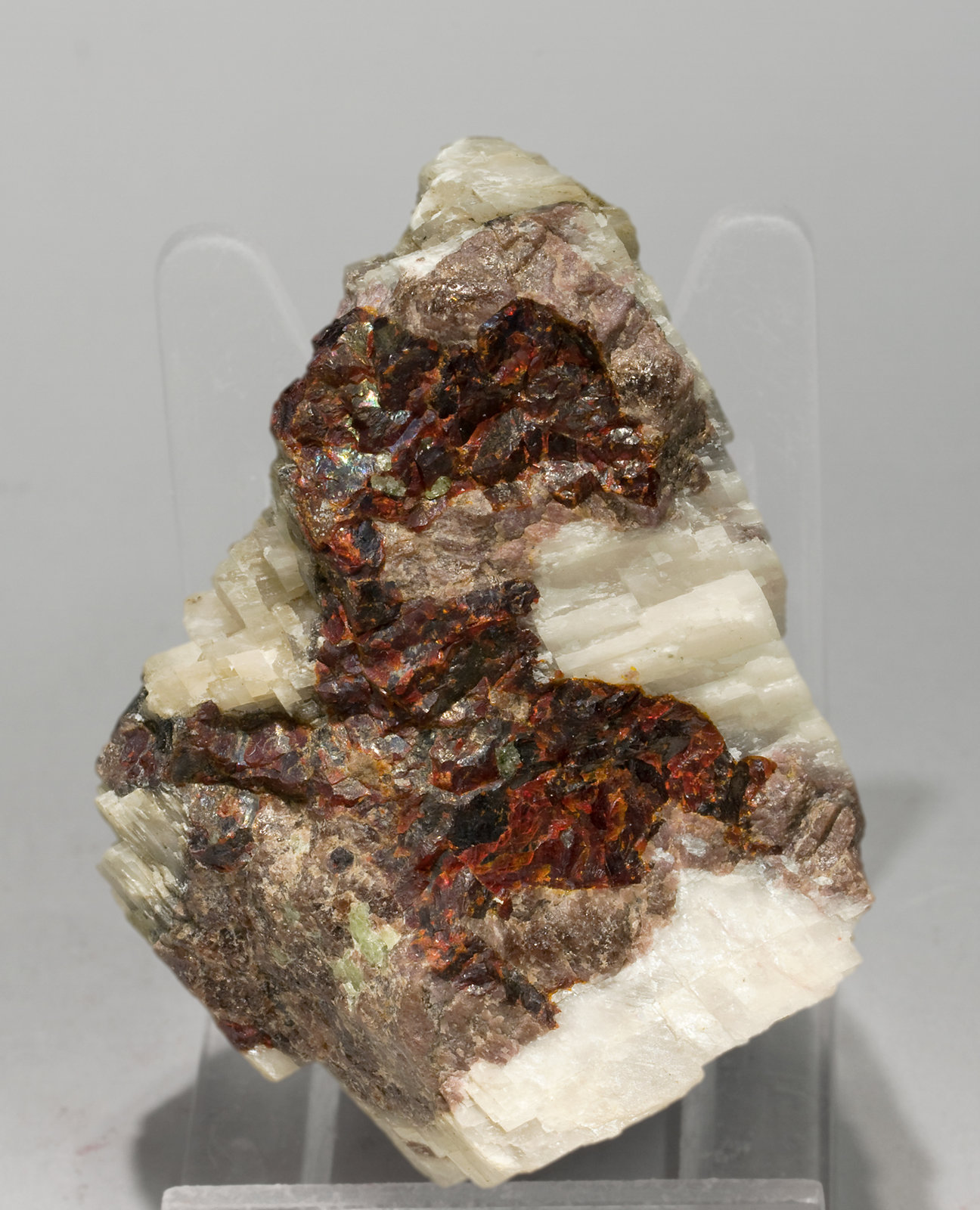 Zincite with Tephroite and Calcite - Franklin, Franklin Mining District ...