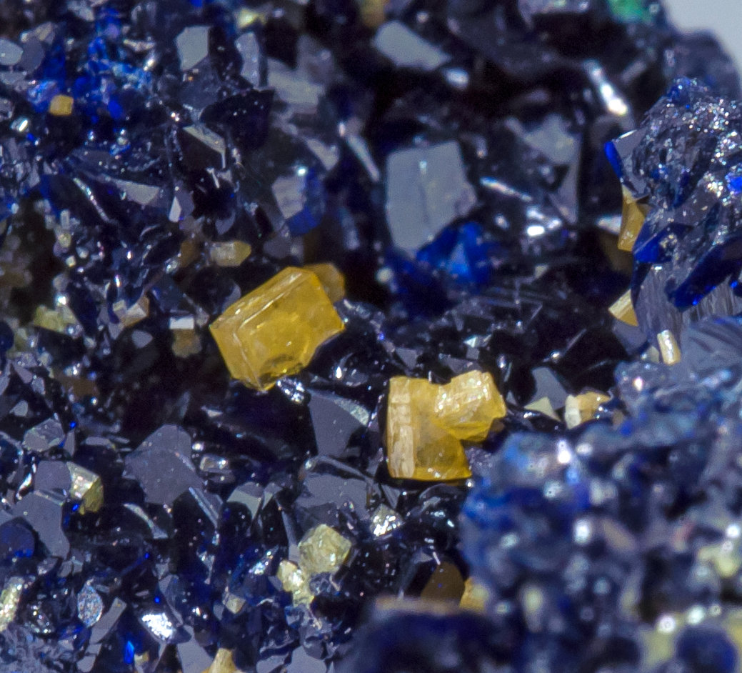 Azurite with Mimetite and Wulfenite - Bou Beker, Touissit-Bou Beker ...